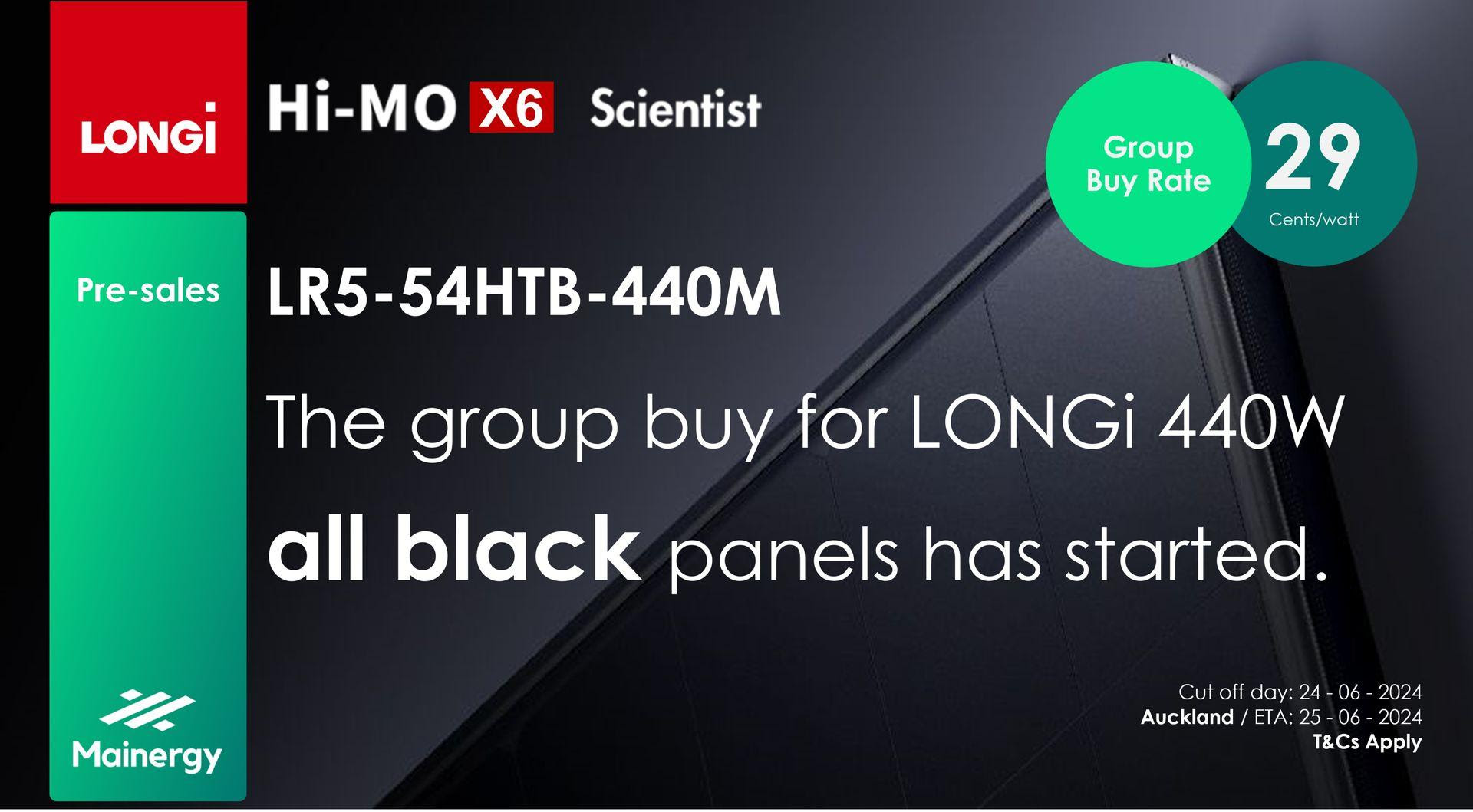 Pre-Sale Longi 440W All Black Panel | Mainergy Limited